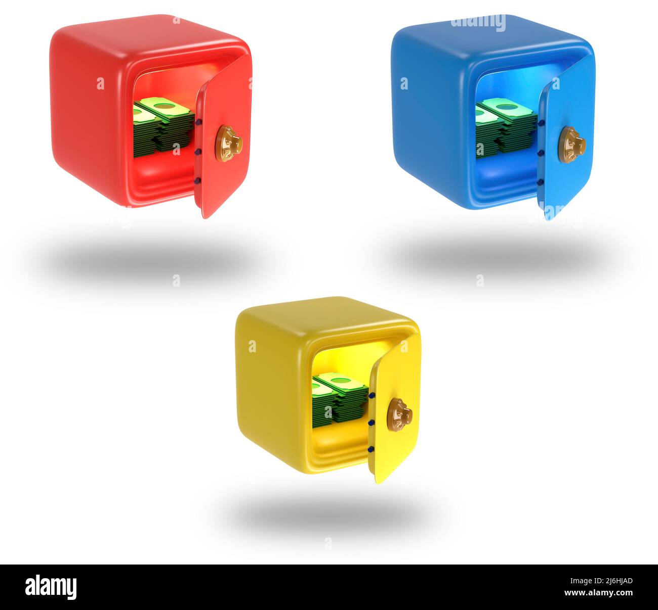 Safe with money and dollars. Icons of safe for bank. Vault with lock ...