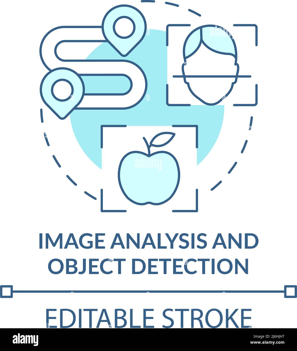 Image Analysis And Object Detection Turquoise Concept Icon Stock Vector