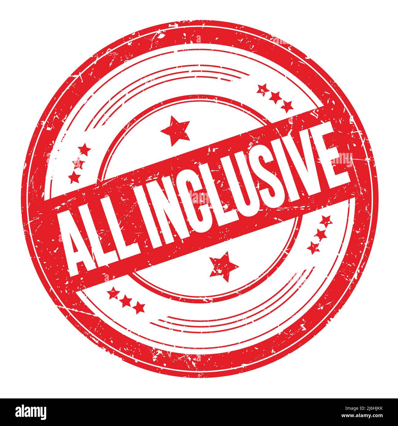 ALL INCLUSIVE text on red round grungy texture stamp Stock Photo - Alamy