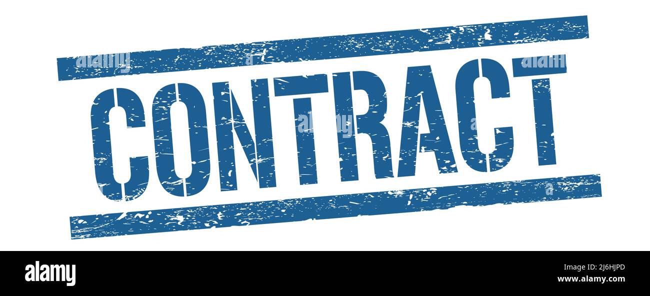 CONTRACT text on blue grungy lines stamp sign Stock Photo - Alamy