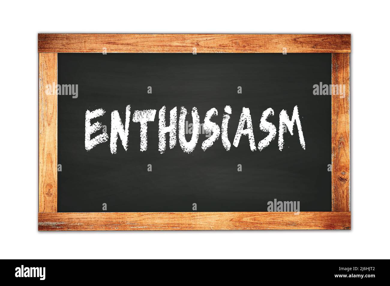 ENTHUSIASM text written on black wooden frame school blackboard Stock ...