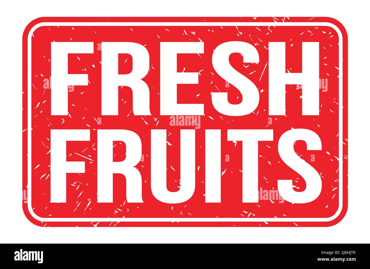 FRESH FRUITS, words written on red rectangle stamp sign Stock Photo - Alamy