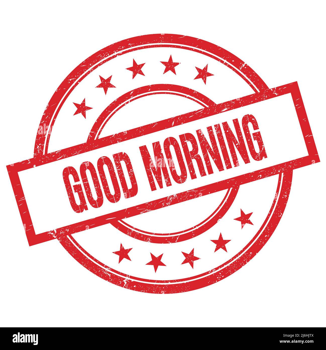 GOOD MORNING text written on red round vintage rubber stamp Stock Photo ...