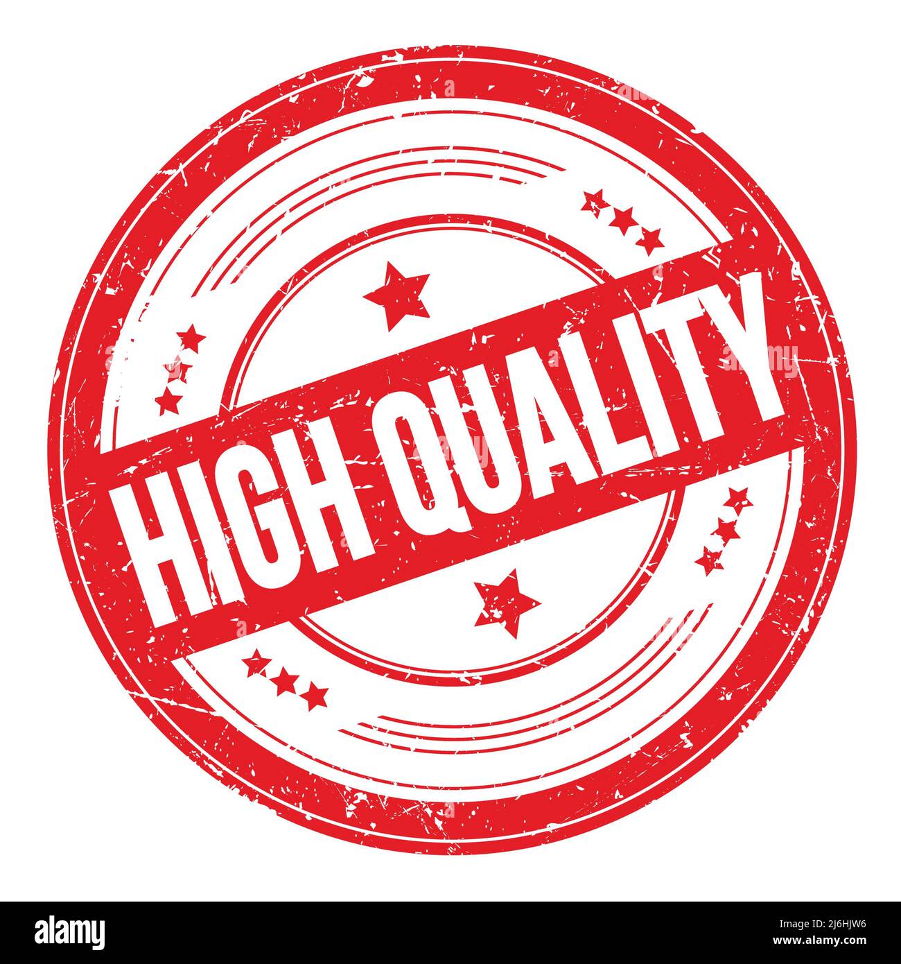 HIGH QUALITY text on red round grungy texture stamp Stock Photo - Alamy