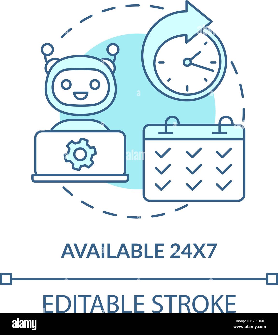 Available at any time turquoise concept icon Stock Vector Image & Art ...