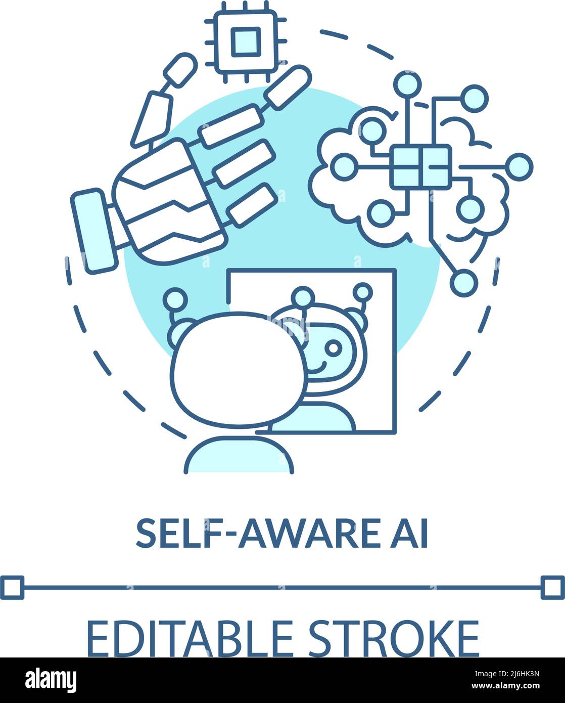 Self aware AI turquoise concept icon Stock Vector Image & Art - Alamy