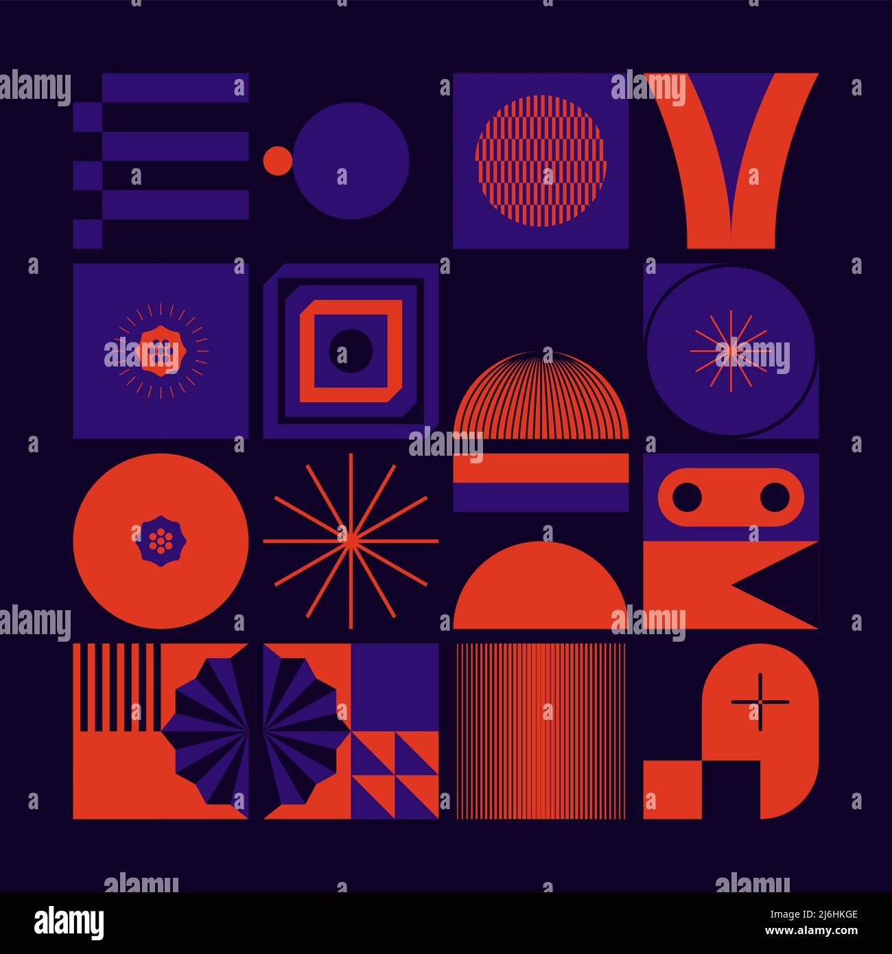 Brutalist Art inspired vector pattern artwork made with abstract ...