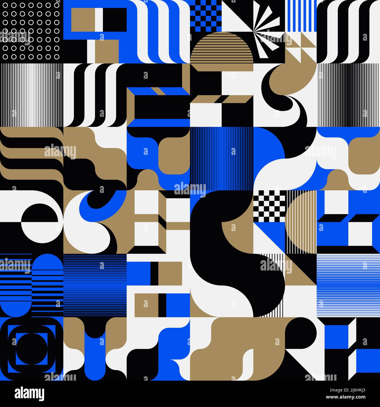 Brutalist Art inspired vector pattern artwork made with abstract ...