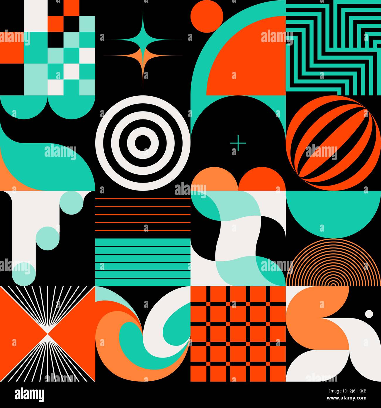 Digital collage graphics pattern made with vector abstract forms and ...