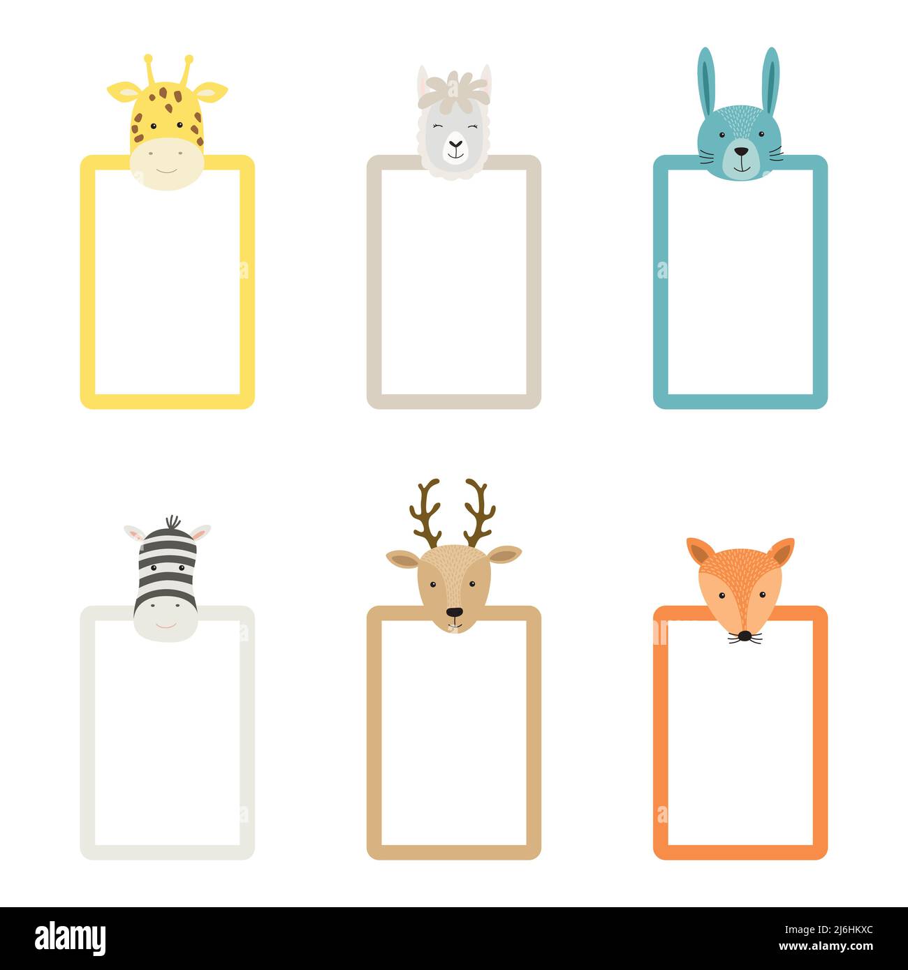 Children photo frame animal. Vector illustration isolated on white ...