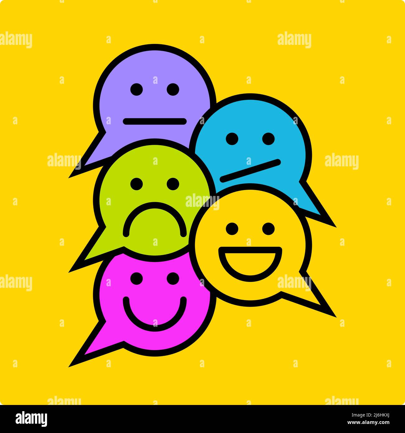 Reaction icon, negative and positive emotions. Comment bubble Stock ...