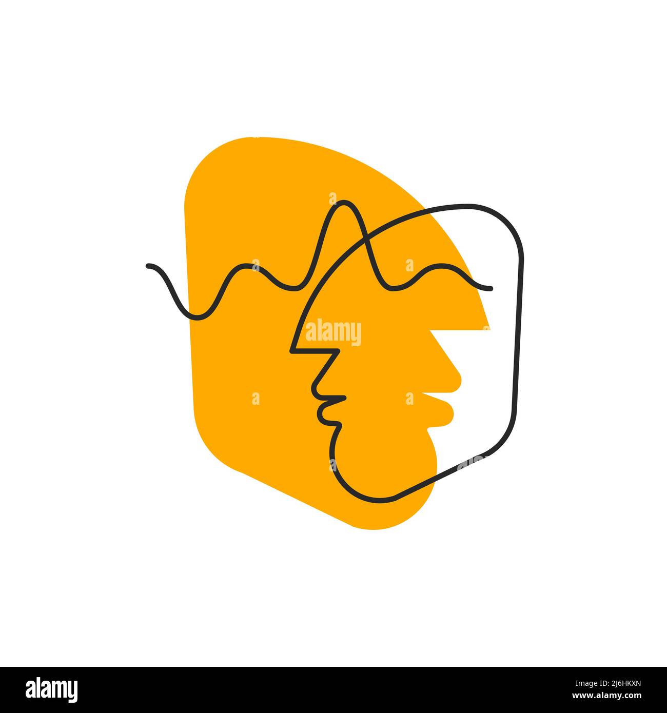 Double of two male profiles, empathy symbol. Coaching logo ...