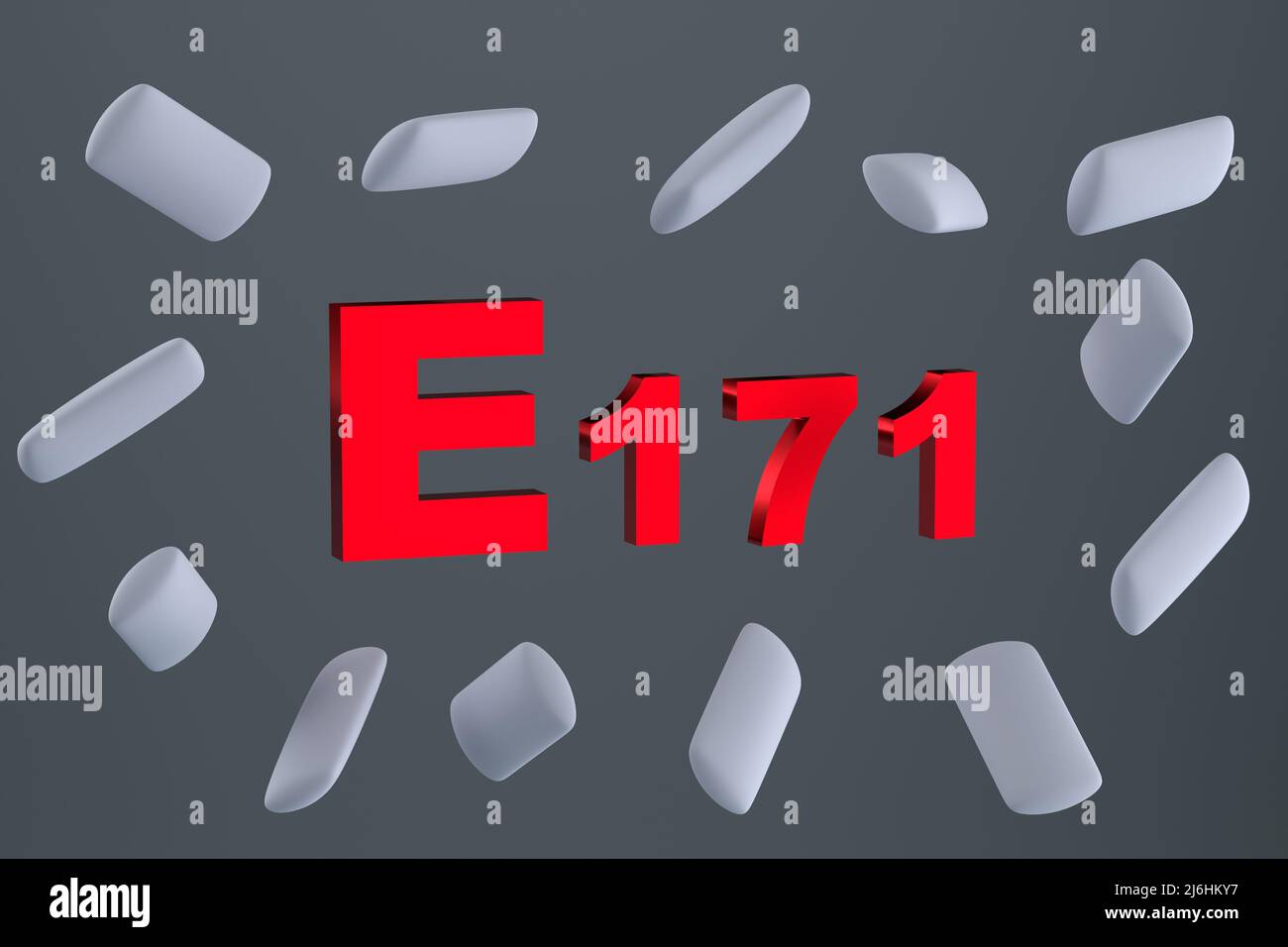 Food additive E171 in chewing gums. Danger Titanium dioxide concept. 3D ...
