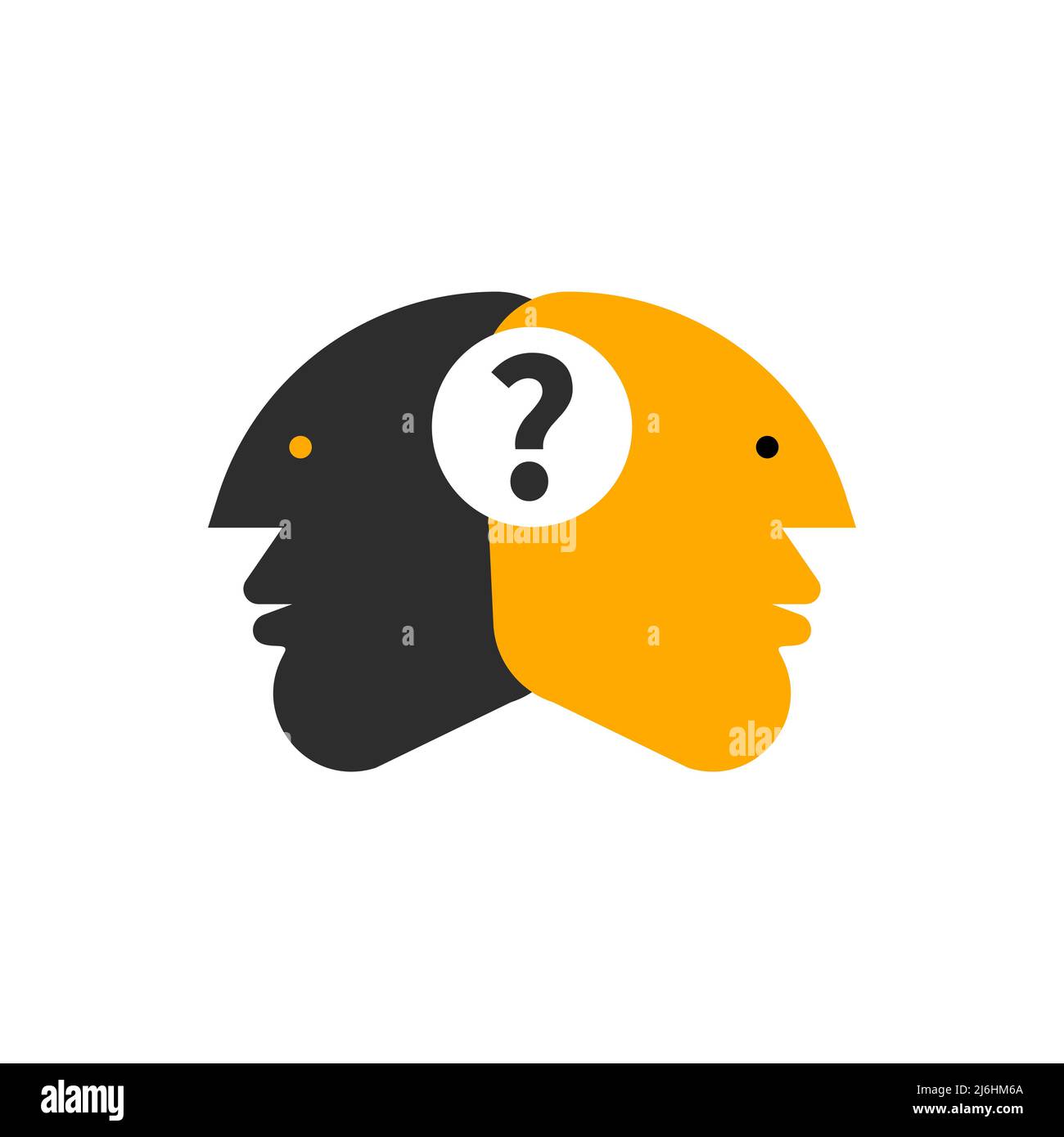 Double of two male profiles, empathy symbol. Coaching logo ...
