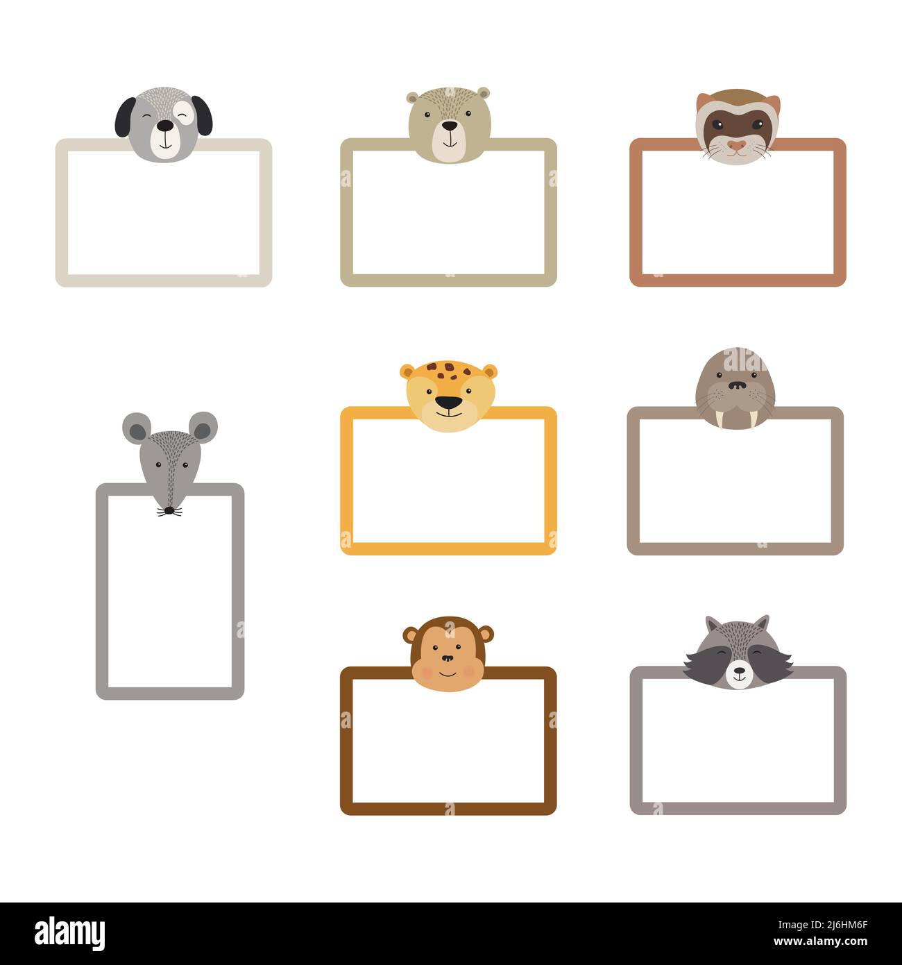 Set of vector frames with animals. Children photo frame animal Stock ...