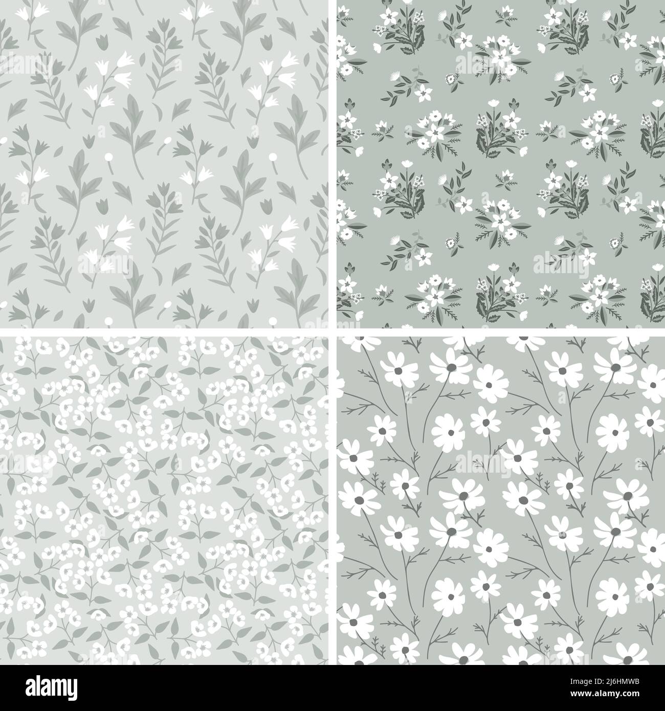 Seamless decorative vector floral patterns set Stock Vector Image & Art ...