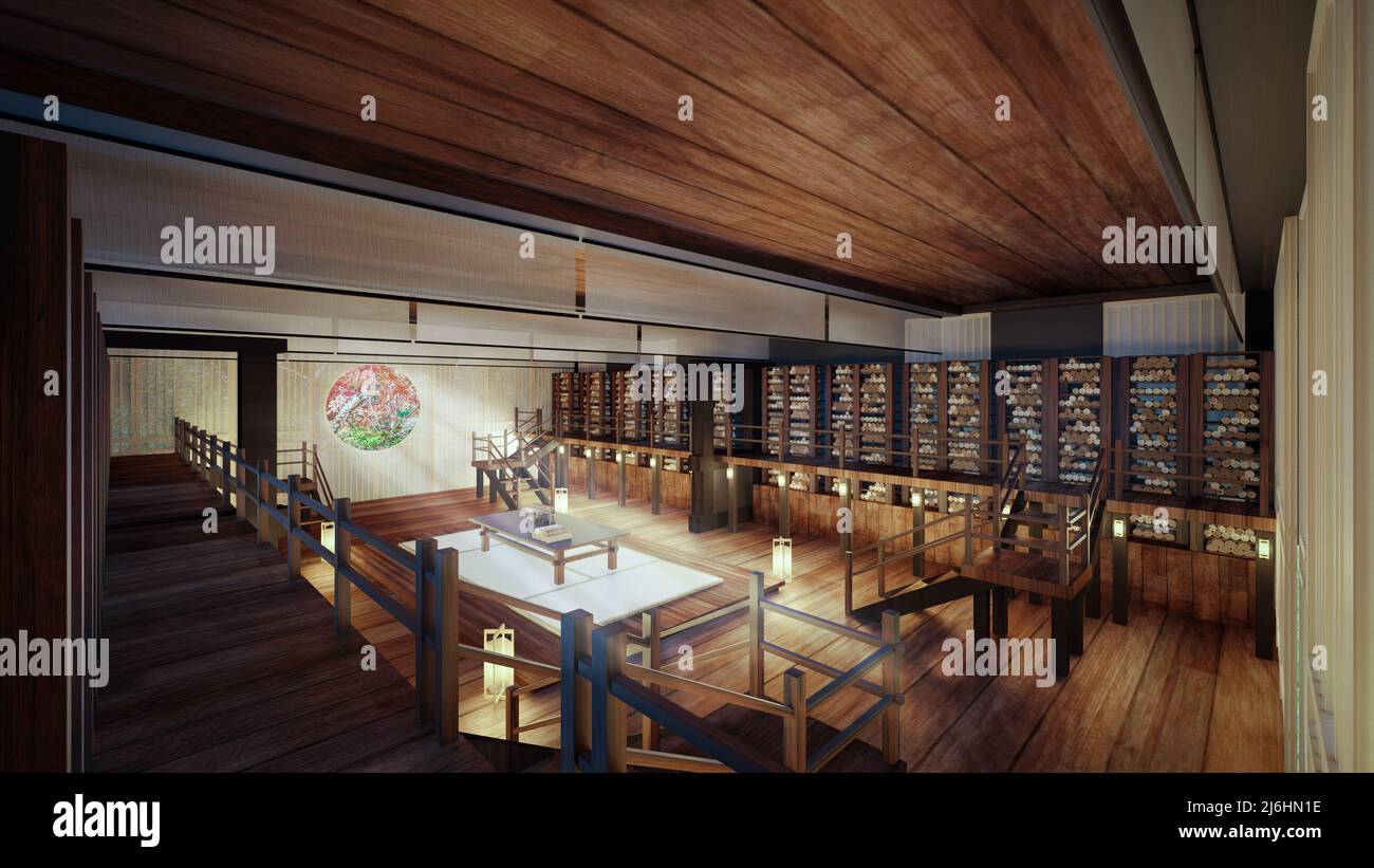 3D Rendering of an Ancient Chinese Bamboo Scroll Book Library Stock ...