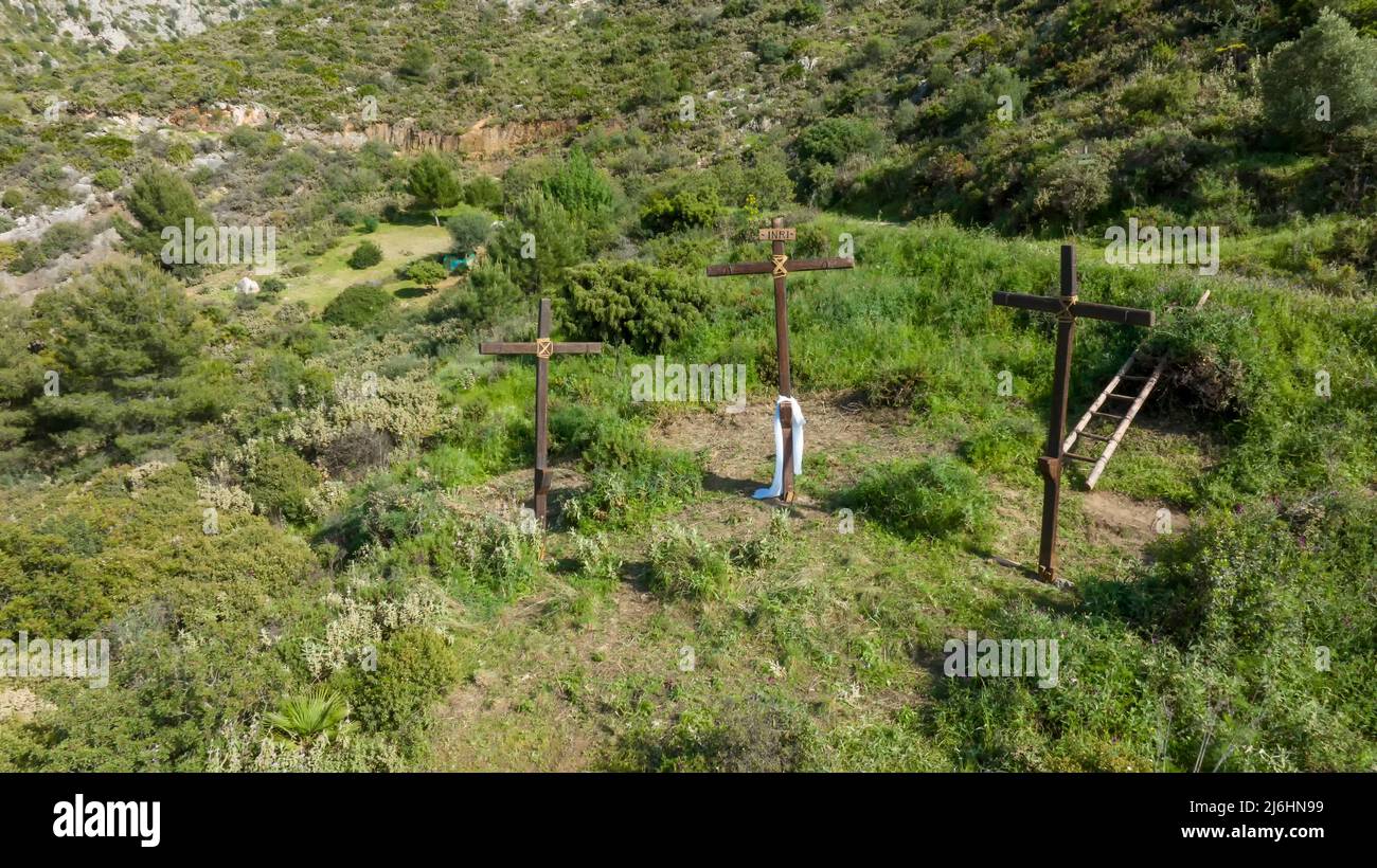 crosses for the representation of the crucifixion of Jesus on the cross ...