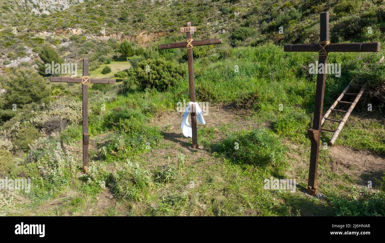 crosses for the representation of the crucifixion of Jesus on the cross ...