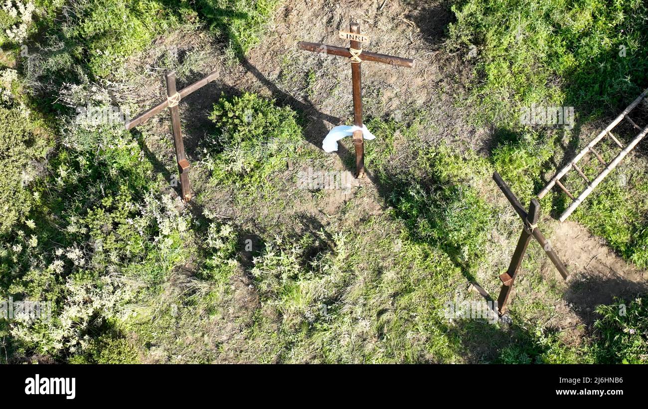 crosses for the representation of the crucifixion of Jesus on the cross ...