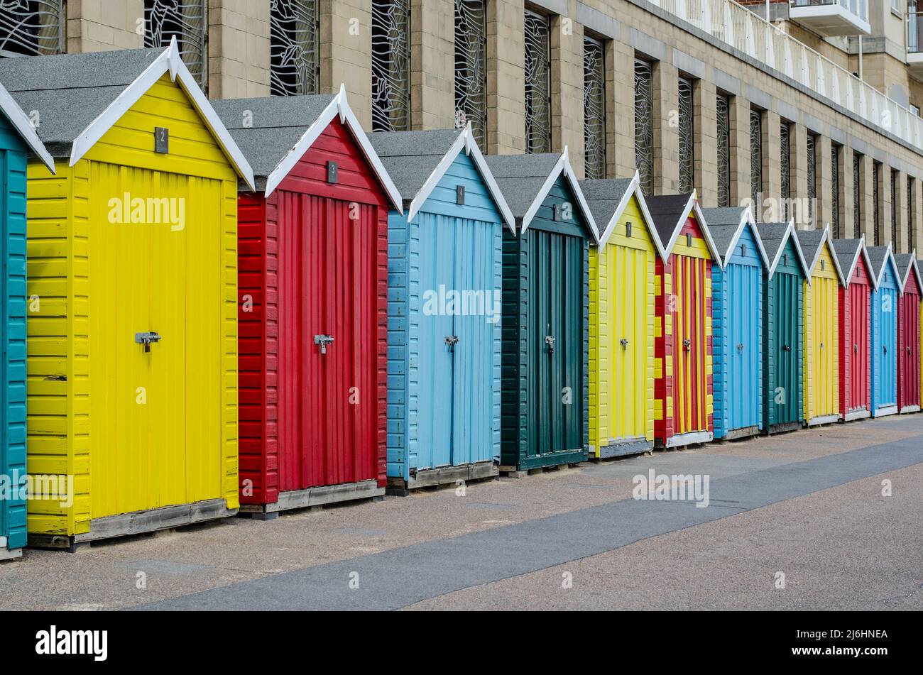 Colourful beach huts in Bournemouth, UK Stock Photo - Alamy