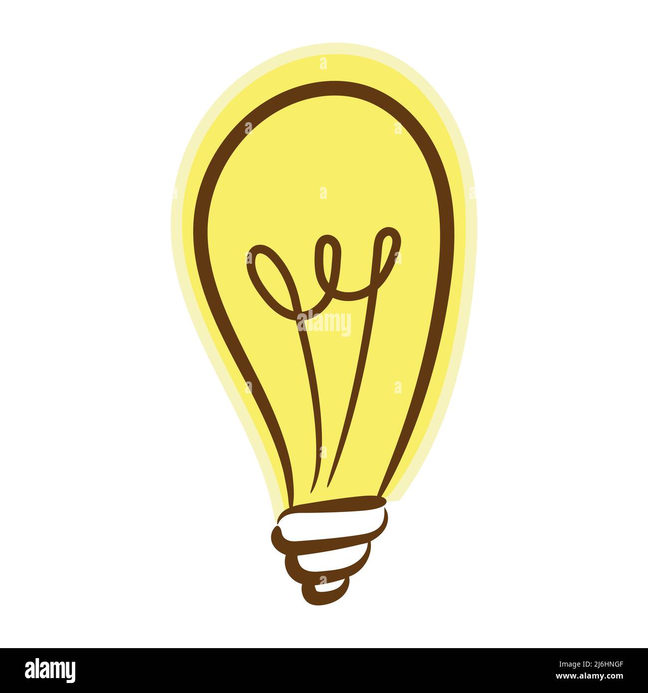 Vector hand drawn colored shining bulb isolated on white background ...