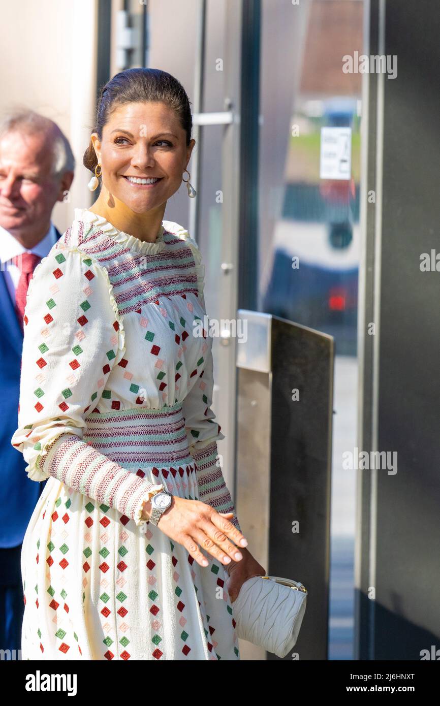 Crown Princess Victoria of Sweden during a visit to Karolinska ...