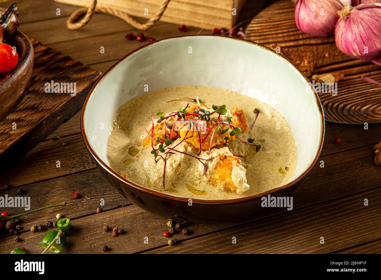 Georgian national dish satsivi with zander Stock Photo - Alamy