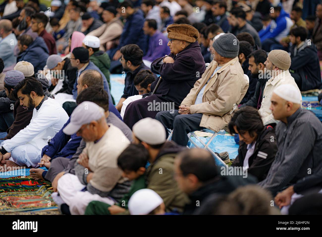 People gather in Eid Prayer during Sunnah as they pray outdoors at ...