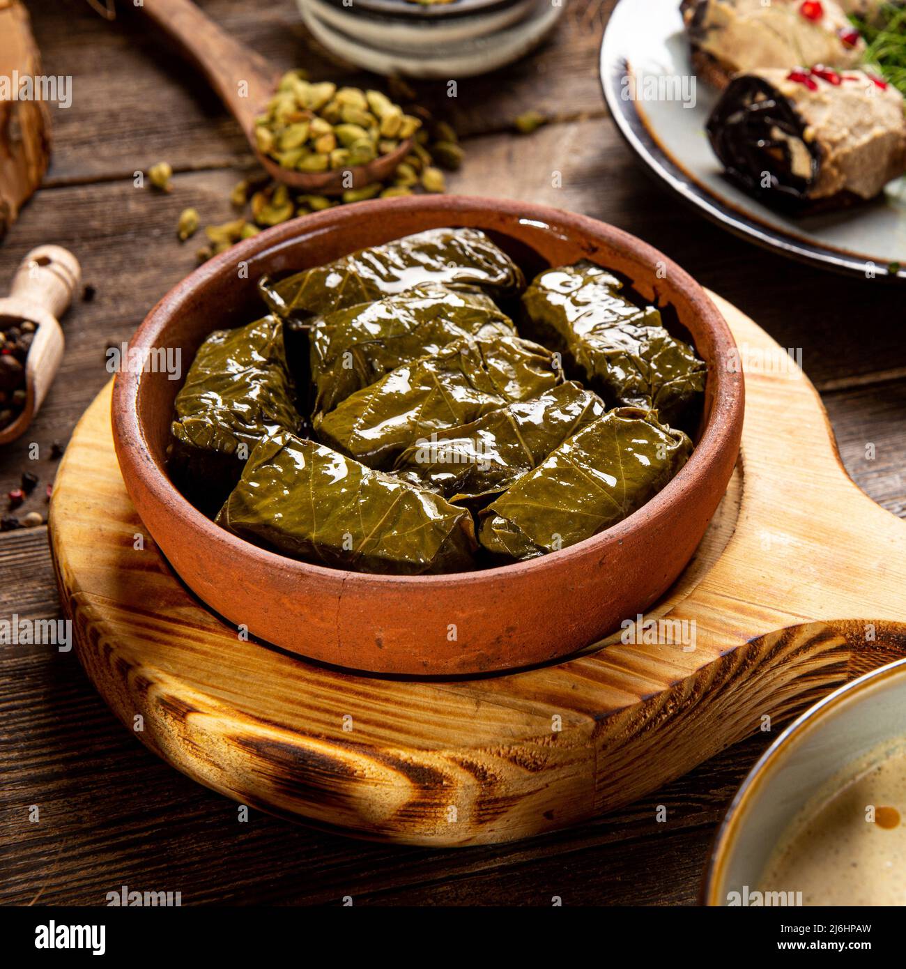 Georgian national appetizer dolma rolls Stock Photo - Alamy