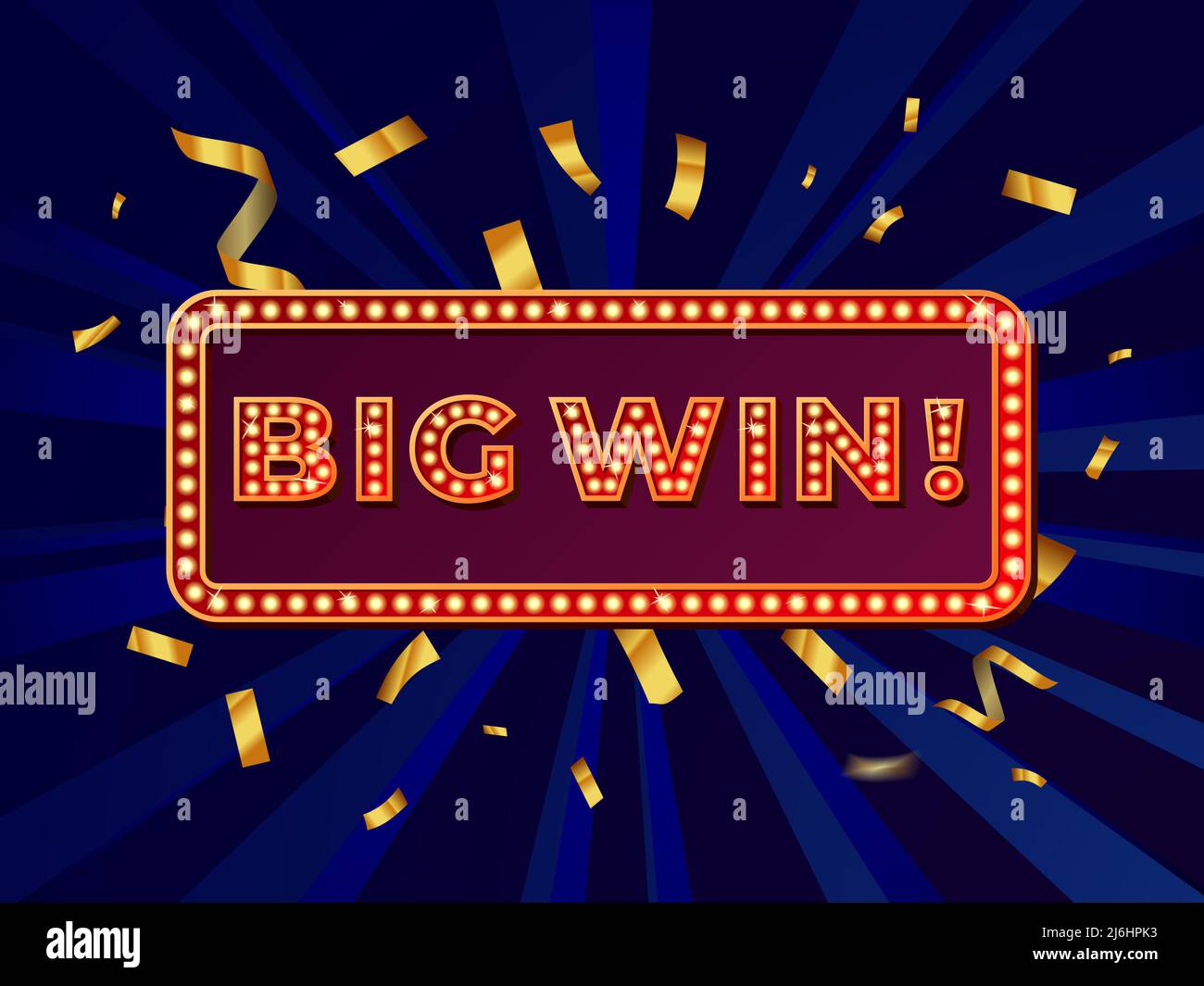 Winner retro banner with light bulb frame and text big win. Award ...