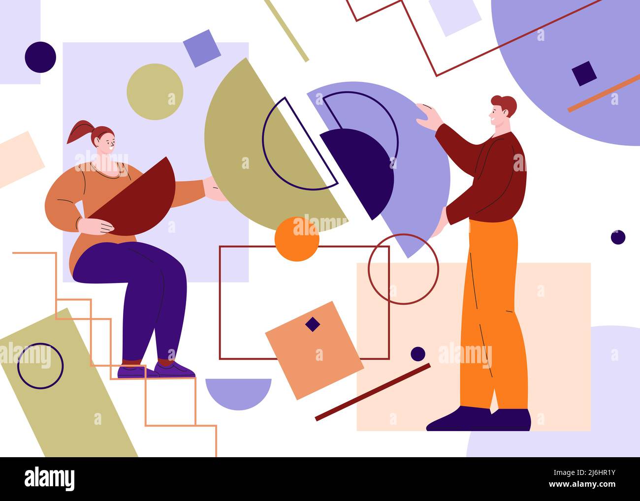 Geometric shapes business metaphor. Colleagues collaborative, employees ... Geometric shapes business metaphor. Colleagues collaborative, employees ...