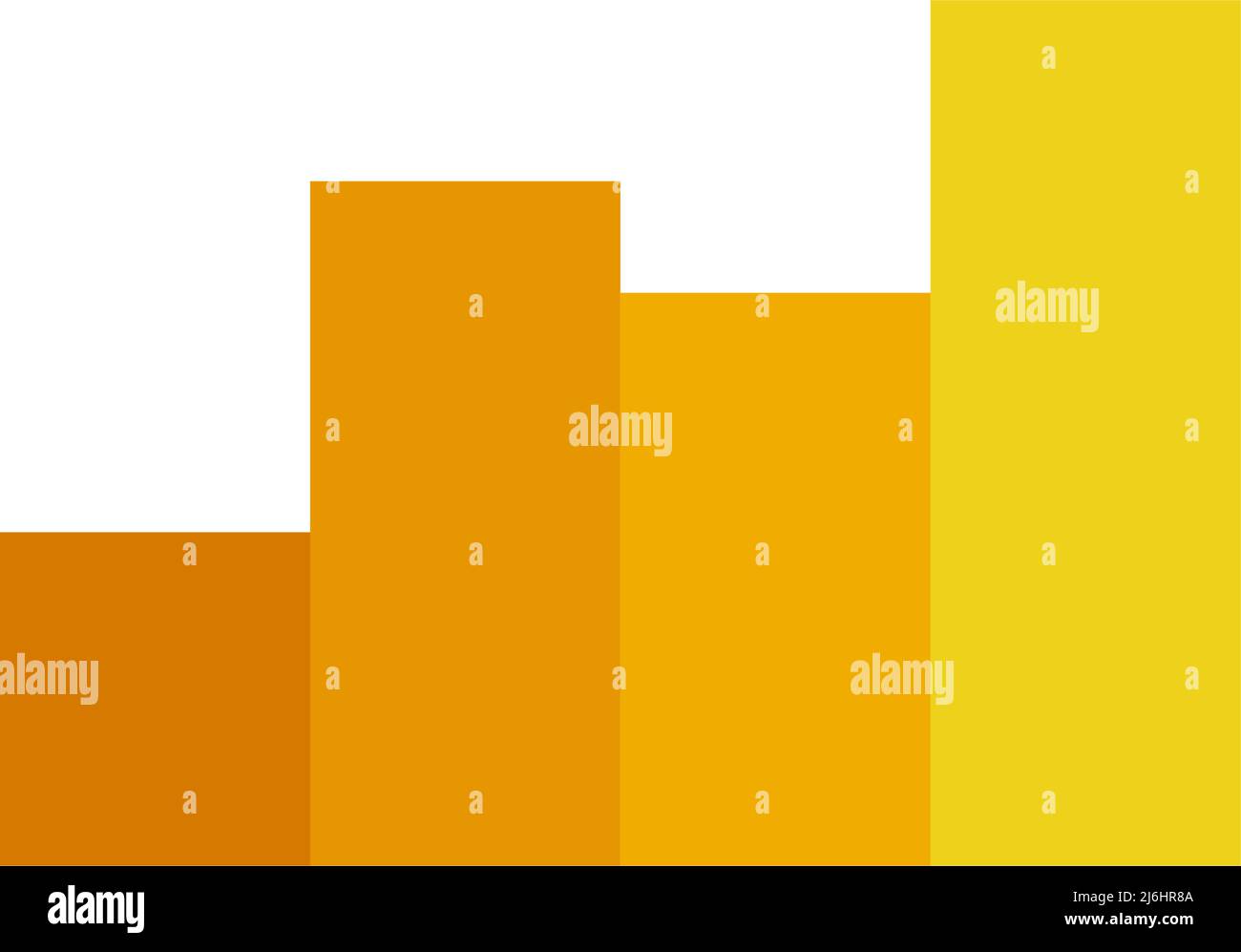 Flat yellow business income histogram on white background Finance rise ...