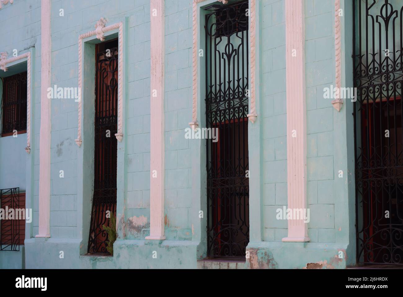 Typical windows of the houses of Camaguey, Cuba Stock Photo - Alamy