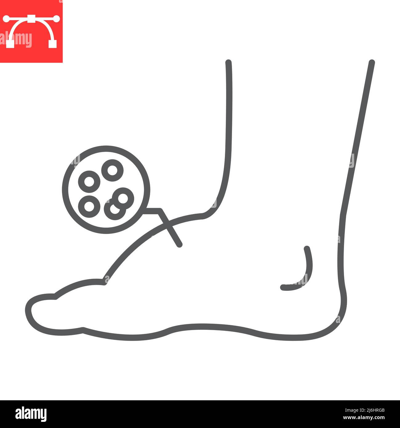 Leg edema line icon, diabetic and foot, leg swelling vector icon ...