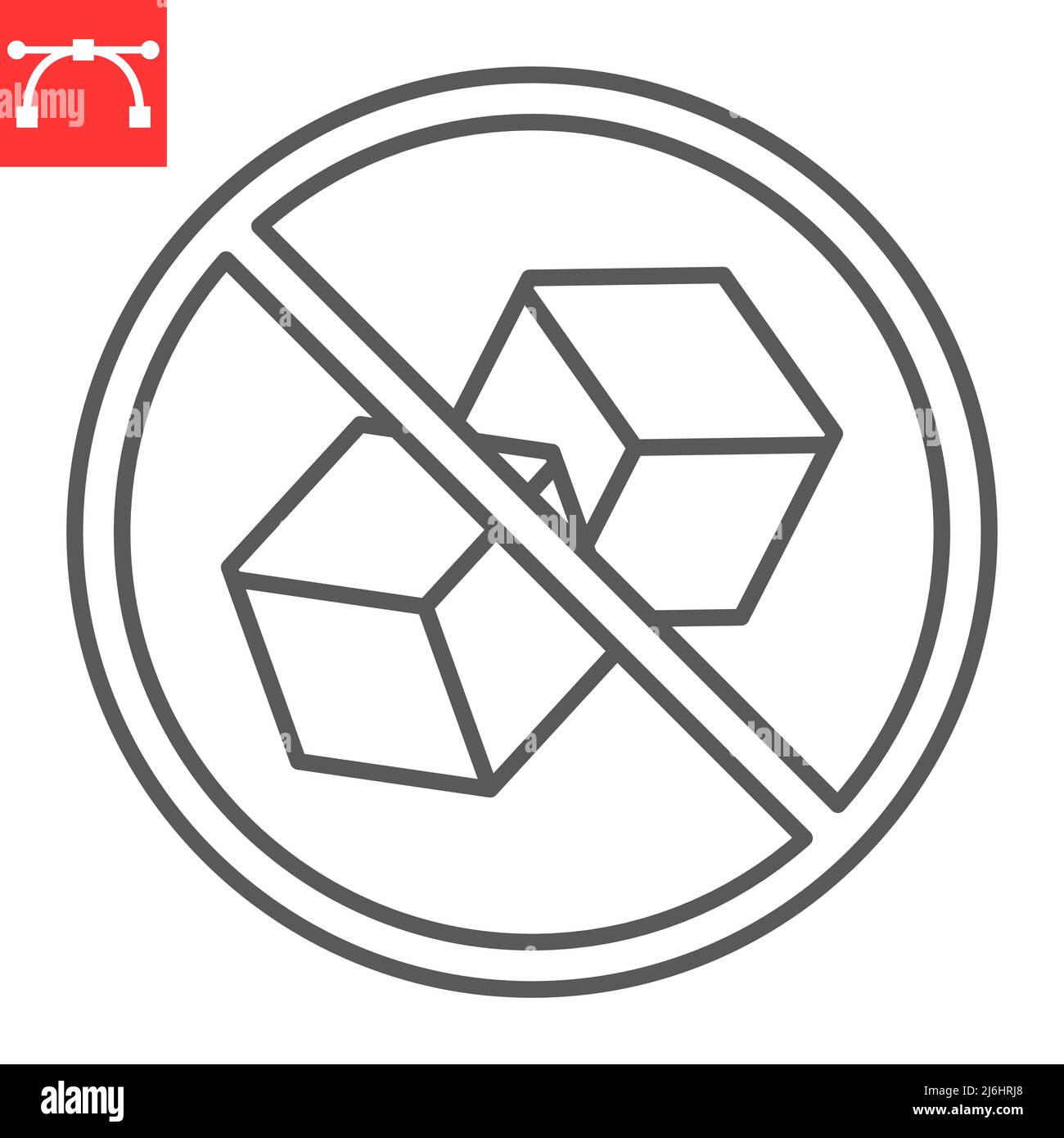 Sugar free line icon, diabetic and diet, no sugar vector icon, vector ...