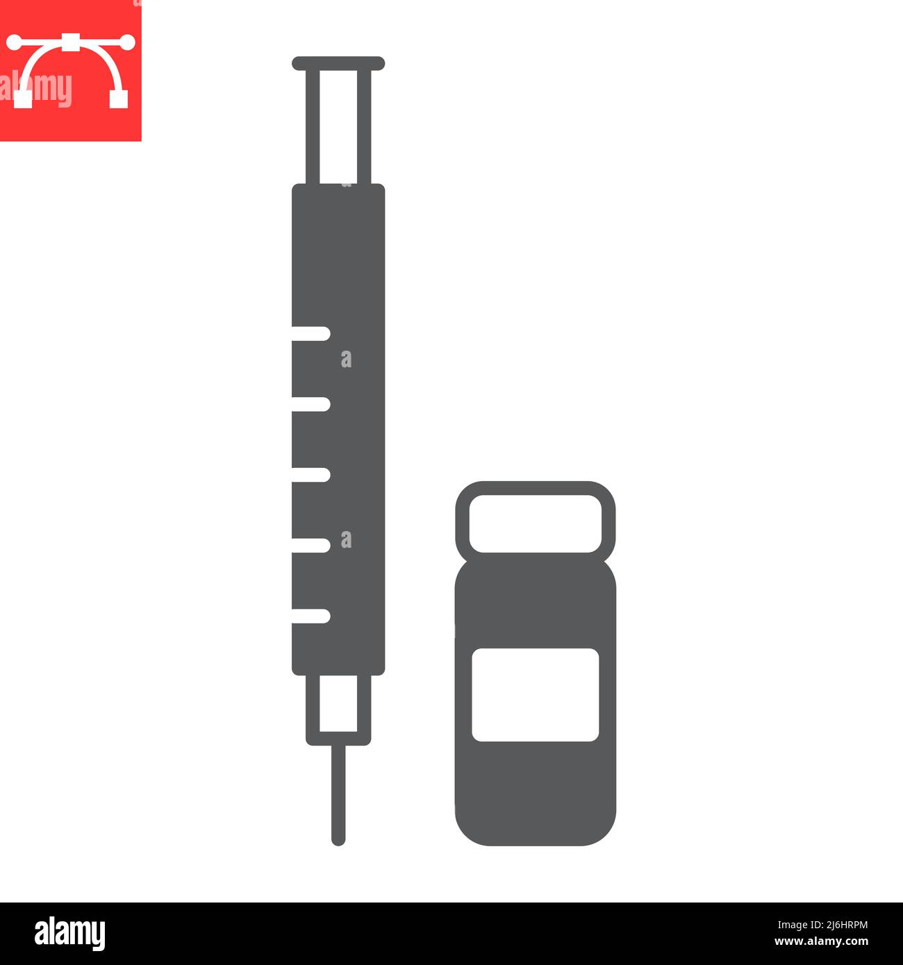 Insulin injection glyph icon, diabetic syringe and healthcare, insulin ...