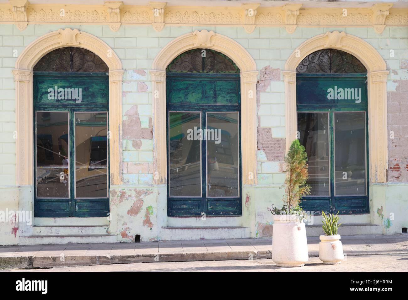 Typical windows of the houses of Camaguey, Cuba Stock Photo - Alamy