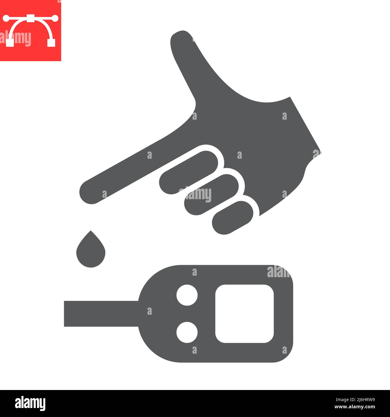 Glucometer glyph icon, diabetic and monitor, blood glucose meter vector ...