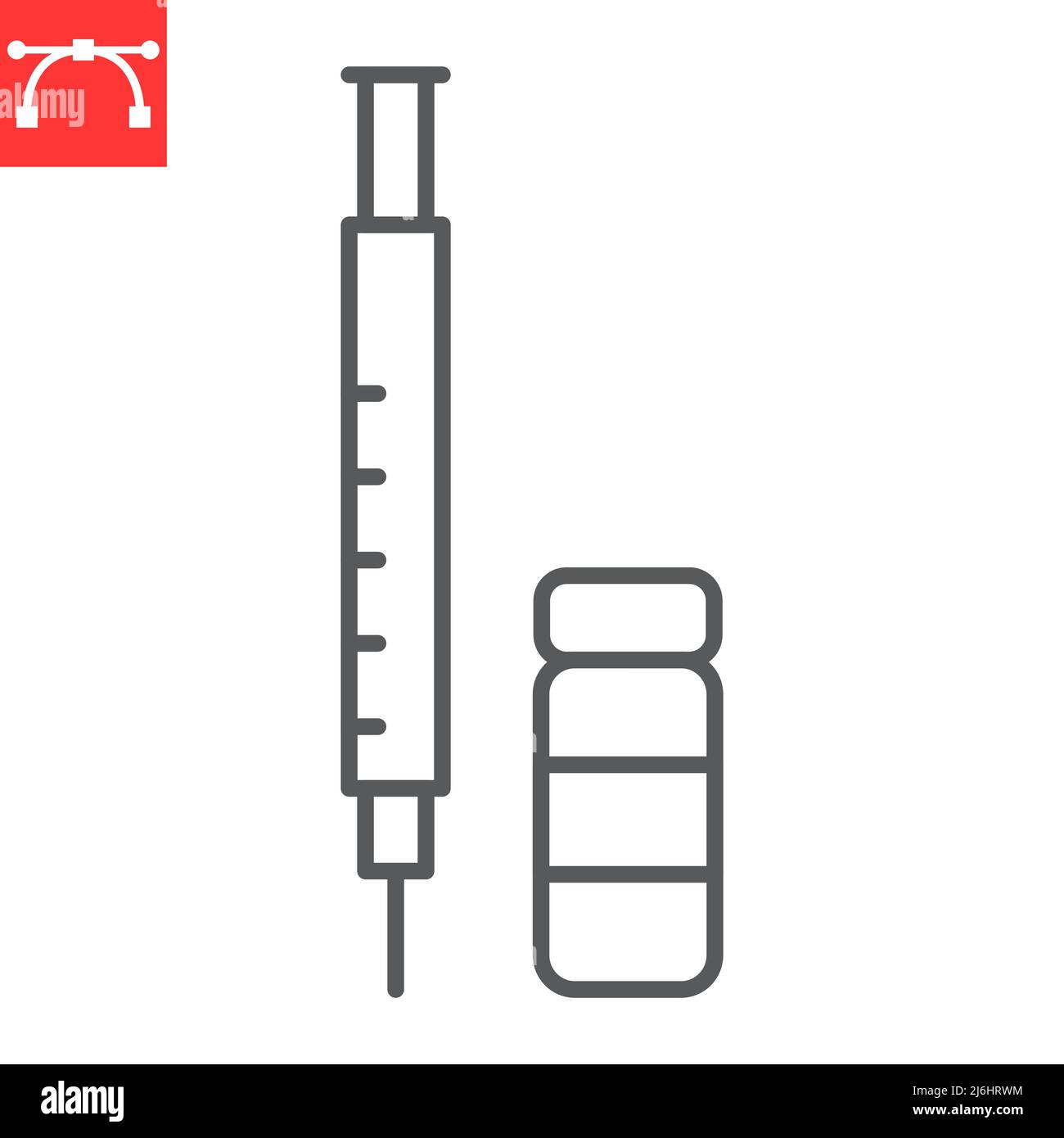 Insulin injection line icon, diabetic syringe and healthcare, insulin ...