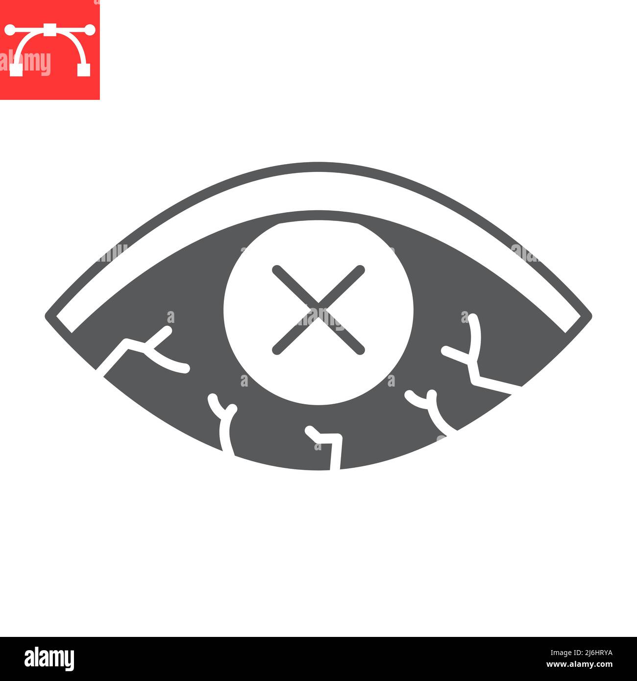 Diabetic eye glyph icon, eyeball and disease, diabetic retinopathy ...