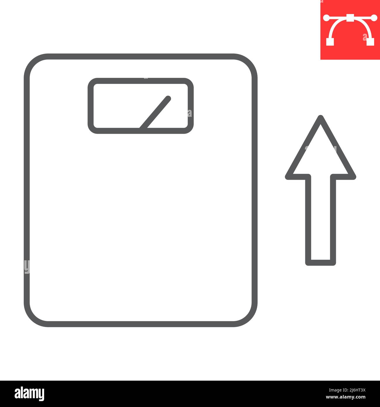 Weight gain line icon, balance and overweight, weight scale vector icon ...