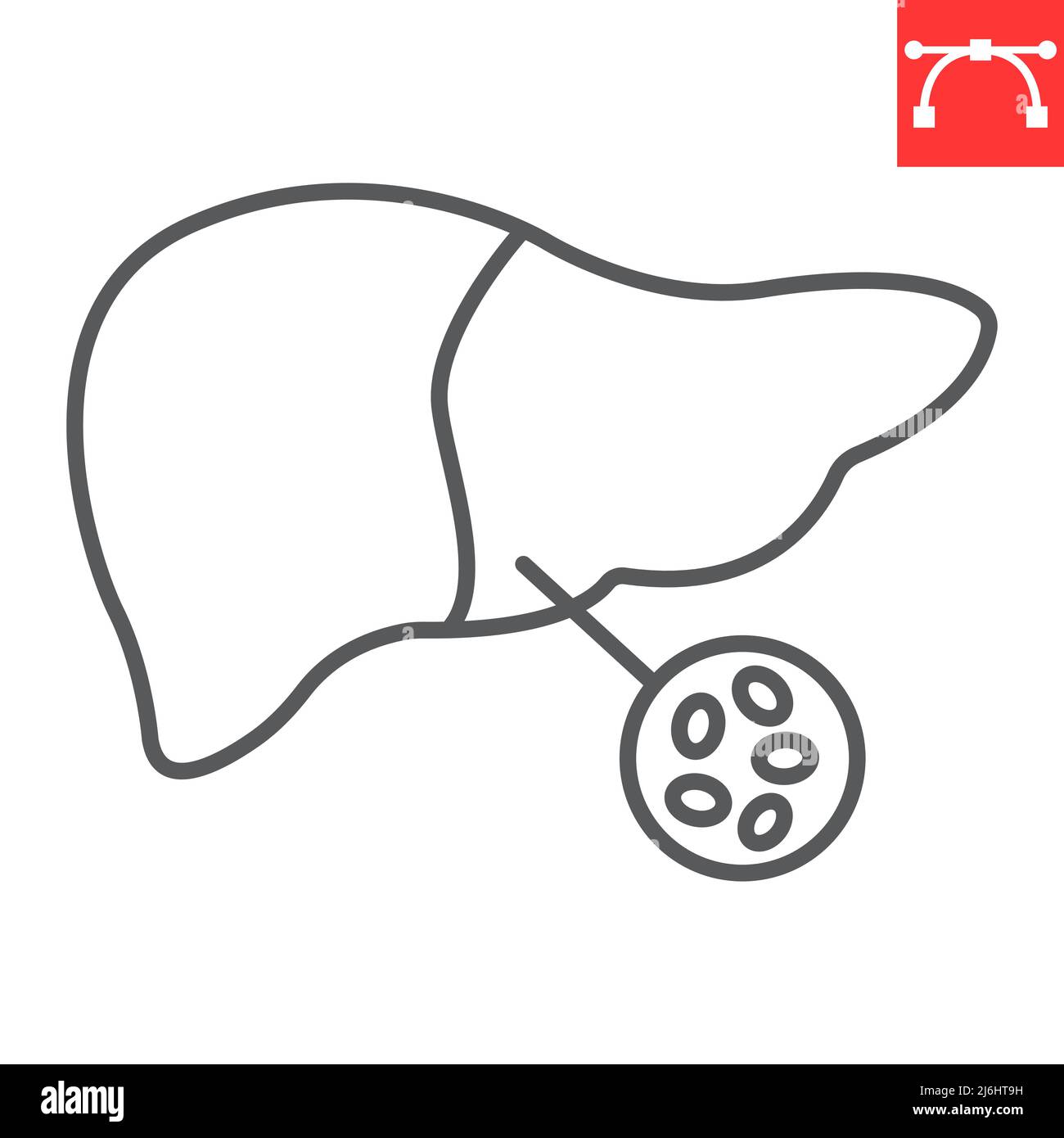 Fatty liver line icon, unhealthy and disease, liver vector icon, vector ...