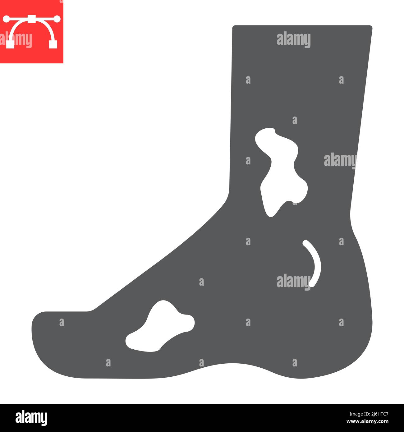Diabetic foot glyph icon, ulcer and disease, diabetic foot vector icon ...