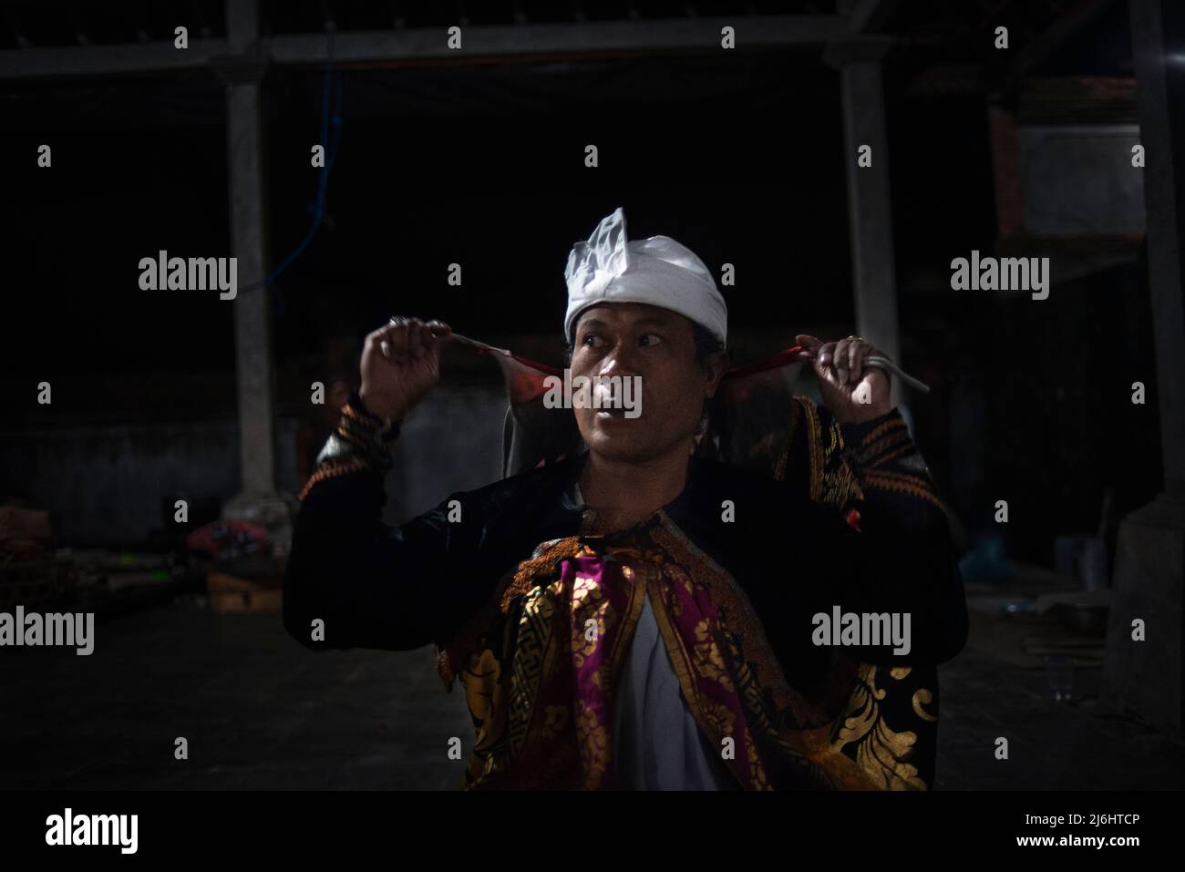 Balinese Hindu religious ceremony and dances in the village temple near ...