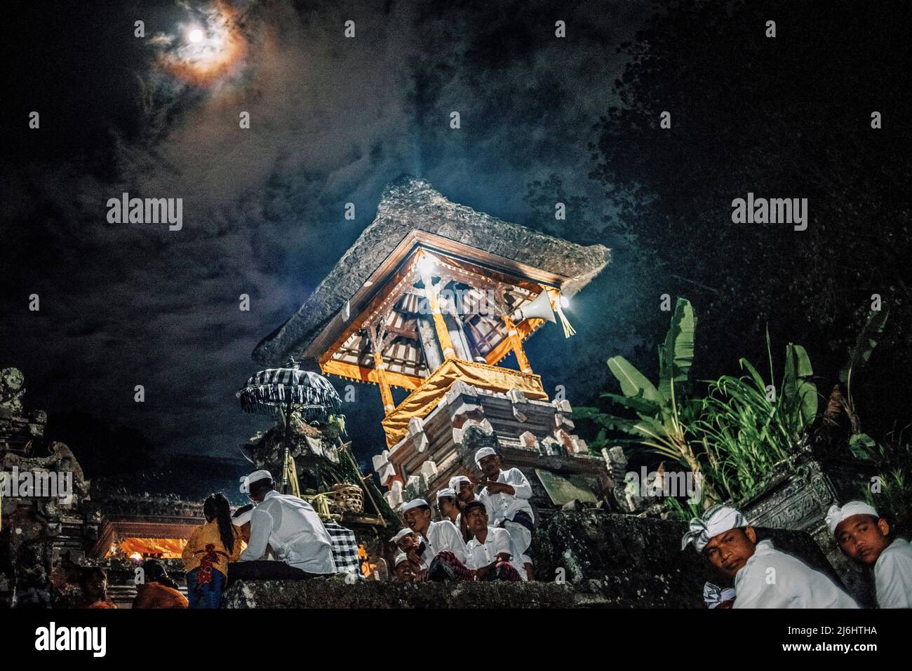 Balinese Hindu religious ceremony and dances in the village temple near ...