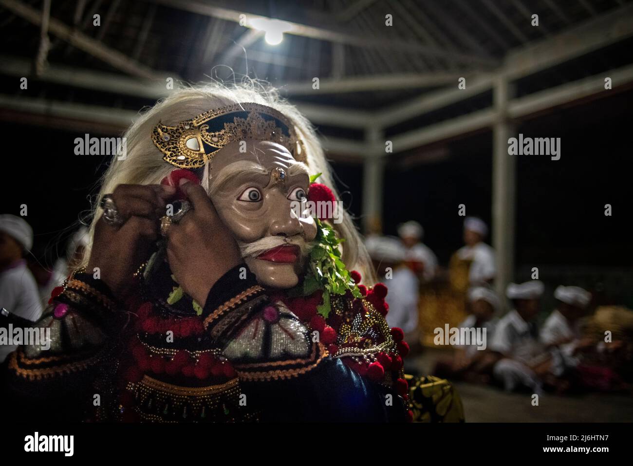 Balinese Hindu religious ceremony and dances in the village temple near ...