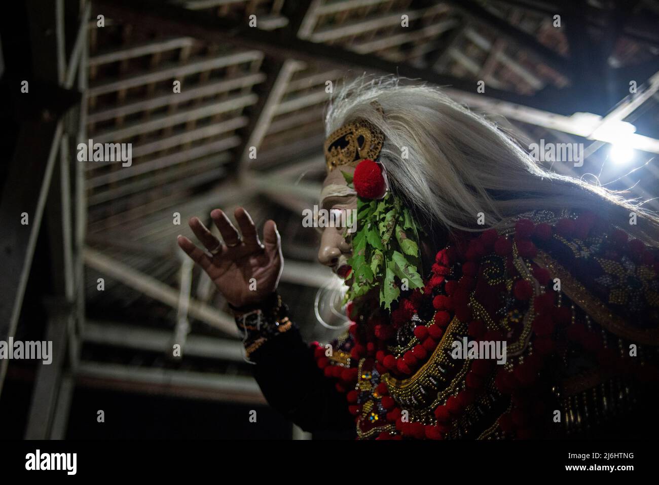 Balinese Hindu religious ceremony and dances in the village temple near ...