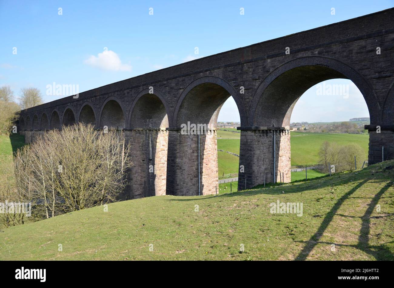 A railway viaduct on a freight route near Buxton in Derbyshire Stock ...