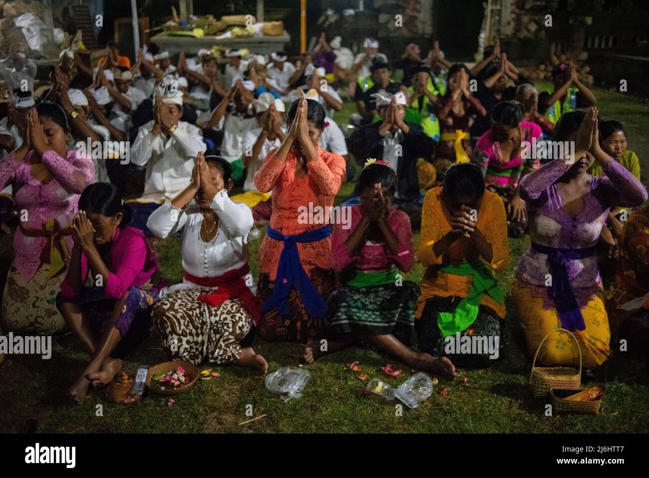 Balinese Hindu religious ceremony and dances in the village temple near ...
